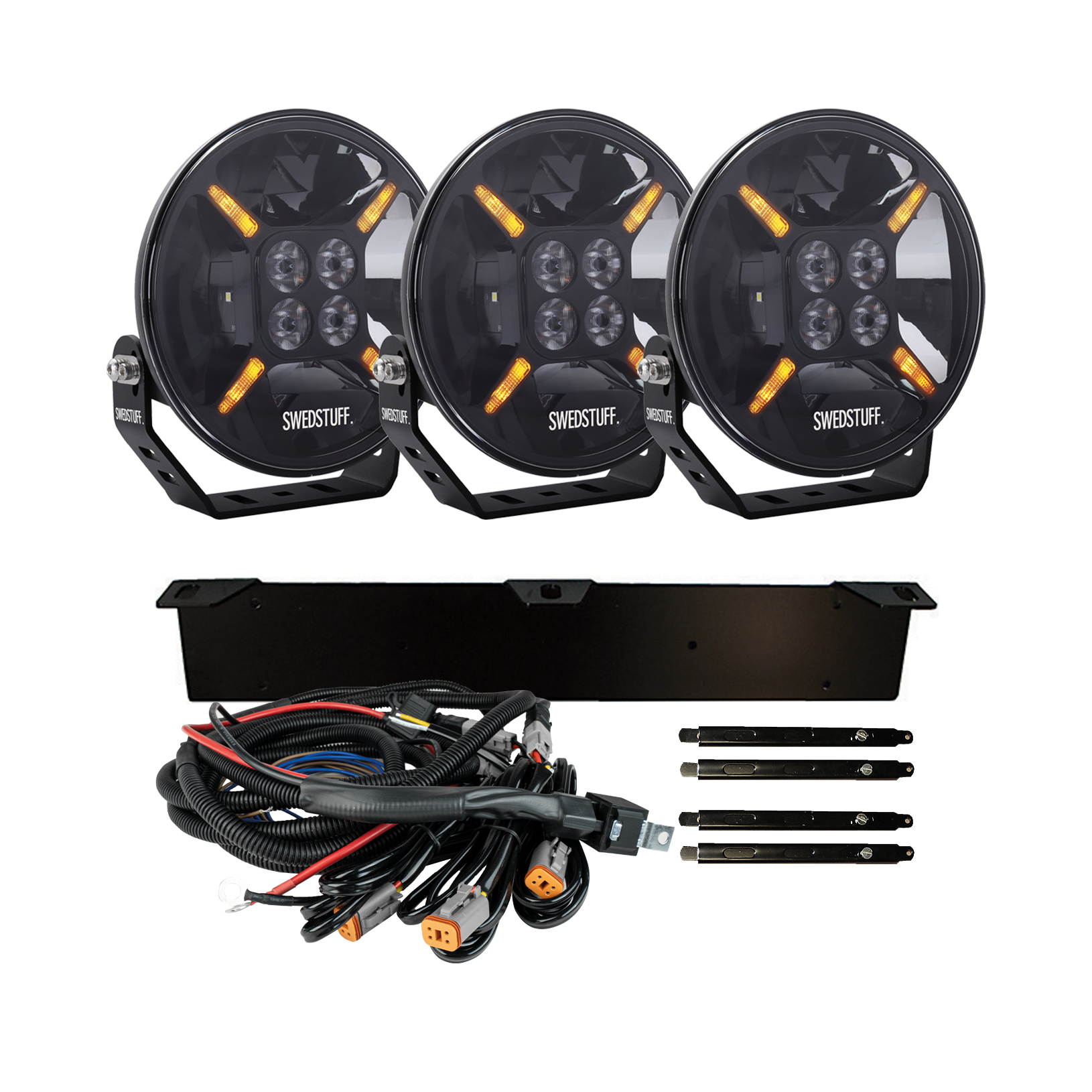 COMPLETE KIT 3X LDL-01 DRIVING LIGHT 9" LED - Strands